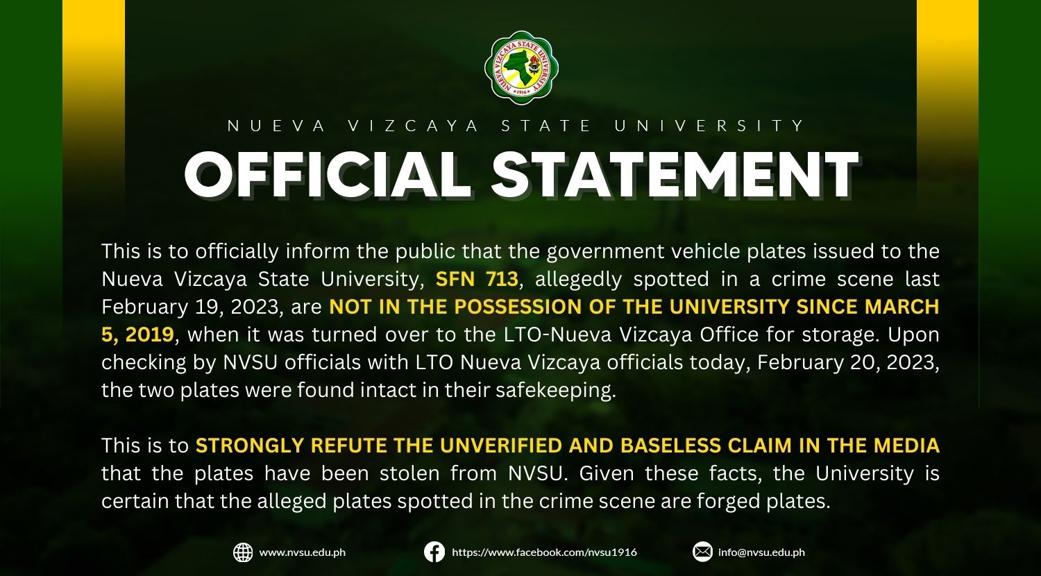 NVSU - OFFICIAL STATEMENT OF NVSU